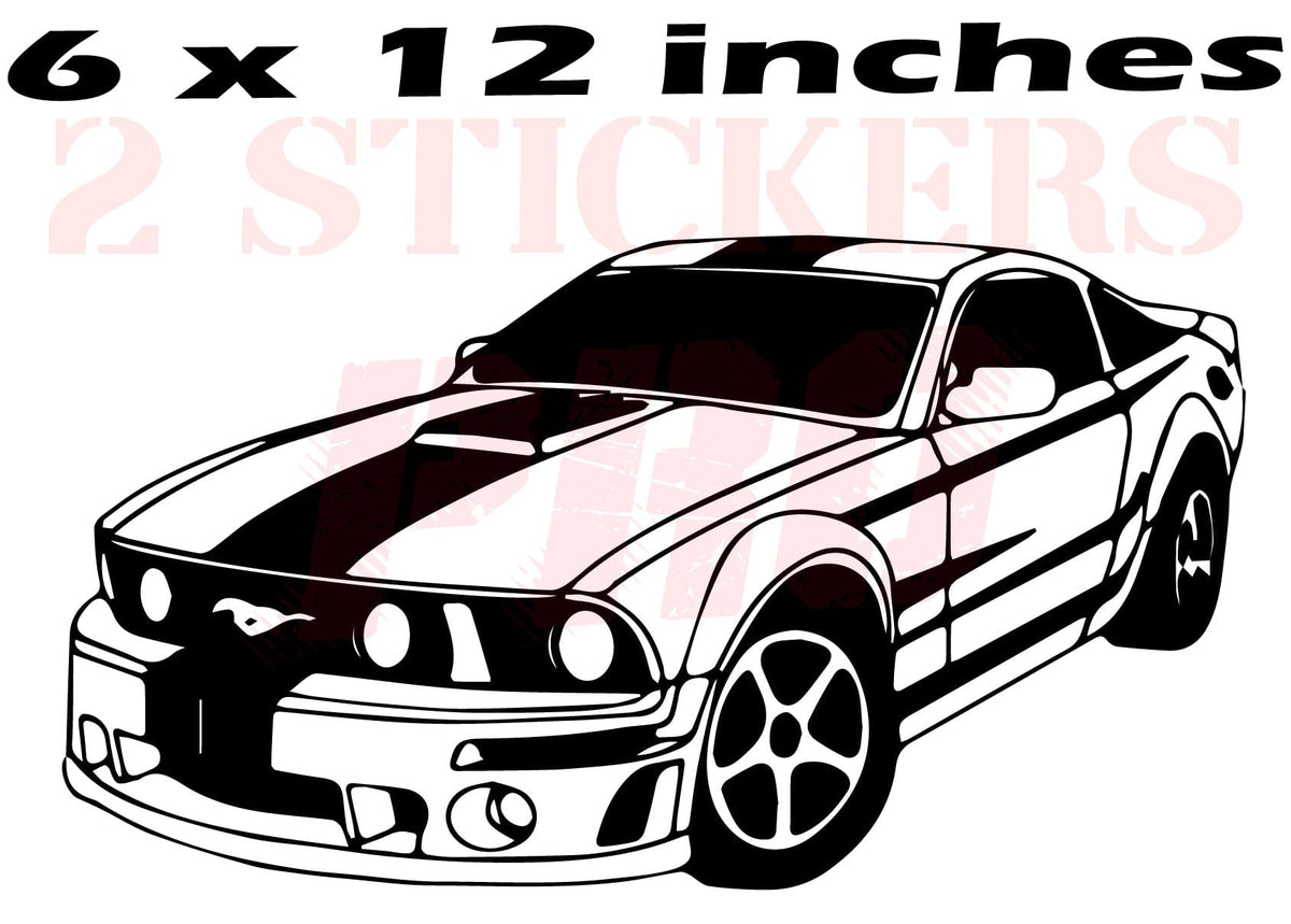 2 Vinyl Stickers Ford Mustang Car Interior Decals Table wall decal ...