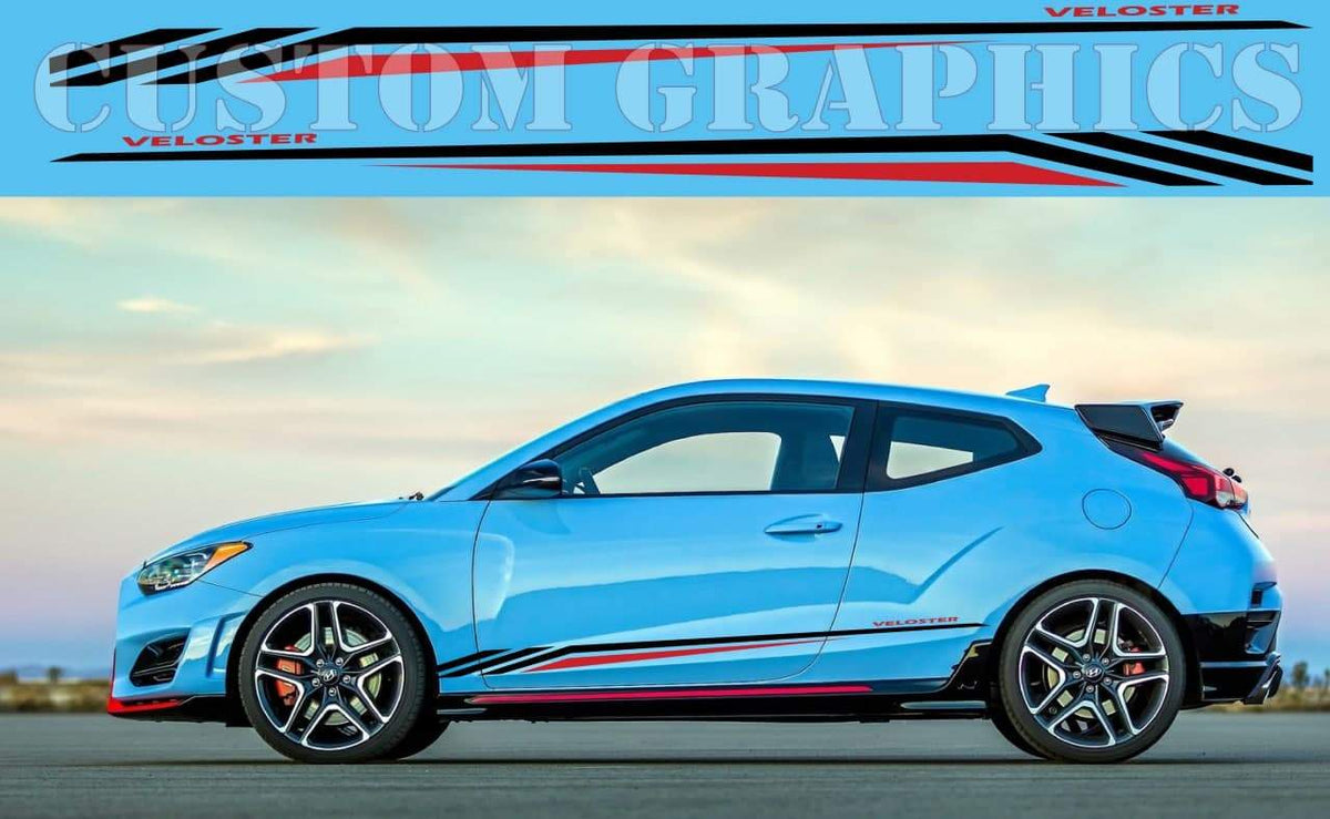 2 color Design Decal Sticker Vinyl Side Racing Stripes for Hyundai Vel ...