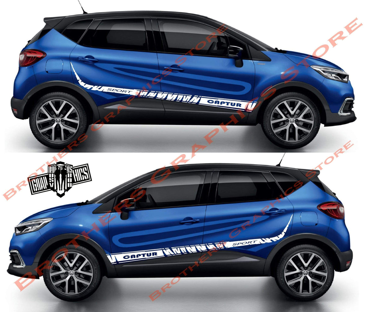 2x Decal Sticker Vinyl Side Racing Stripes for Renault Captur ...