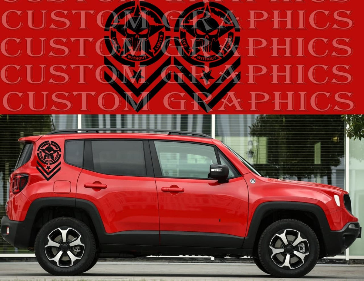 2x Skull Rear Design Vinyl Side Racing Stripes Jeep Renegade – Brothers ...