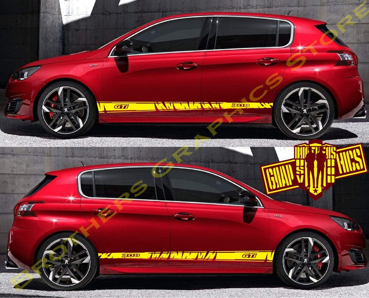 Graphics Racing Line Sticker Car Side Vinyl Stripe Fit Peugeot 308 ...