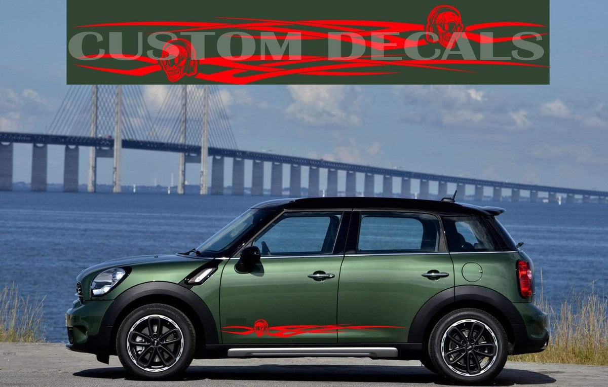 Premium Quality Vinyl Sticker fit Mini Cooper Skull Tribal line Design ...
