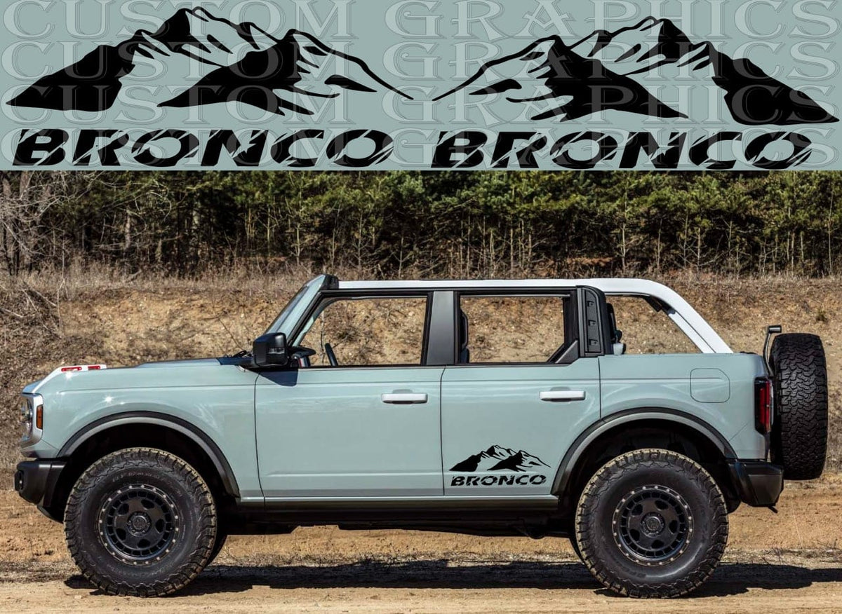 Premium Vinyl Stickers Decals Compatible With Ford Bronco Mountain Des ...